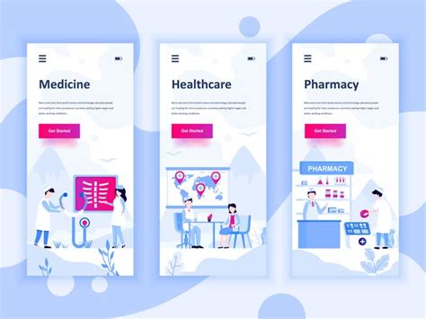 Set Of Onboarding Screens User Interface Kit For Medicine Healthcare
