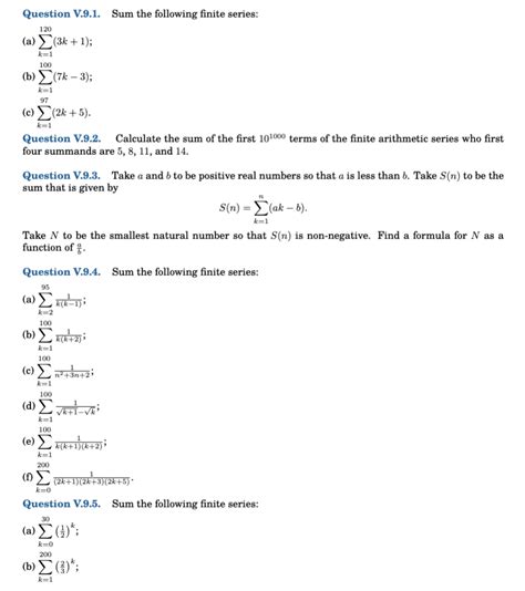 solved question v 9 1 sum the following finite series a