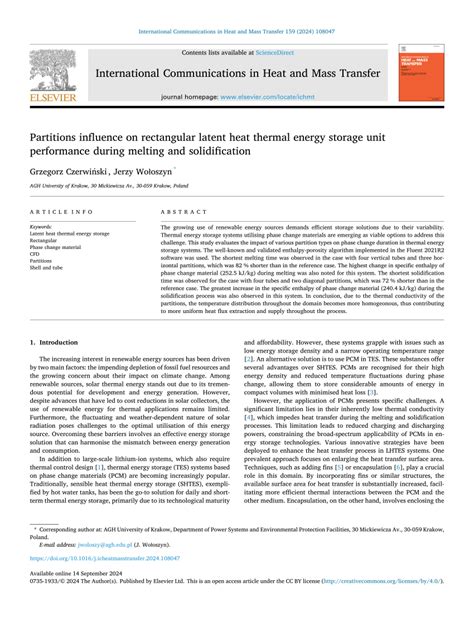 Pdf Partitions Influence On Rectangular Latent Heat Thermal Energy