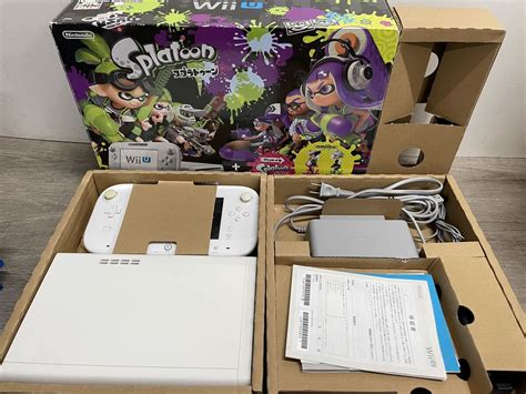 【やや傷や汚れあり】 Wiiu スプラトゥーンセット 32gb シロ 動作品 本体 ゲームパッド 純正アダプター 箱 説明書 付属