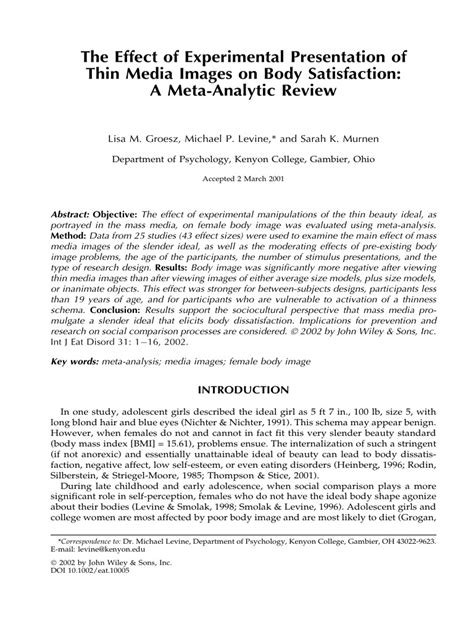 Mass Media Meta Anaysis Pdf Body Image Eating Disorder