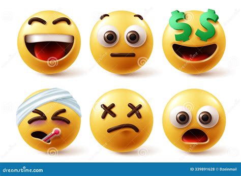 Emojis Characters Emoticon Set Vector Emoji Emoticon Yellow Round