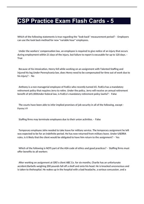 CSP Practice Exam Flash Cards 5 CSP Practice Stuvia US