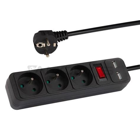 Pr 370wspusb 3 Socket Extension Cordusb With Groundingswitch 3m