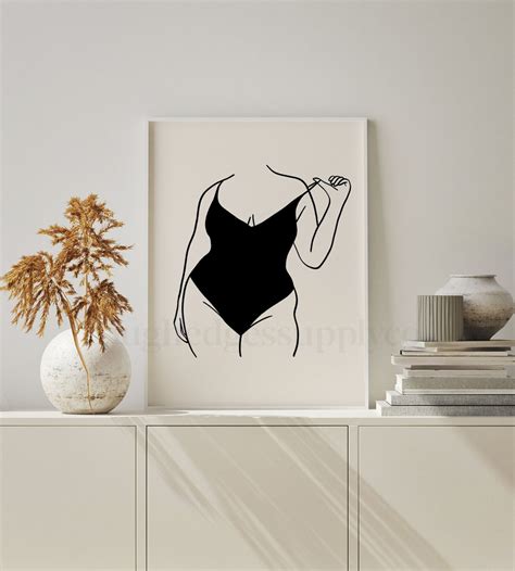 Body Positive Line Art Female Figure Art Print Minimalist Etsy