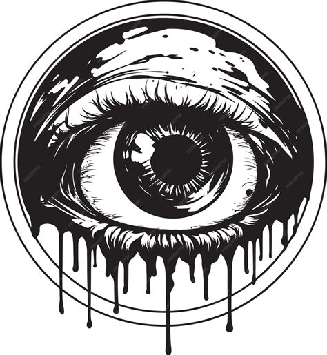 Gaze Eerie Undead Black Vector Zombie Eye Emblem Sinister Stare Creepy