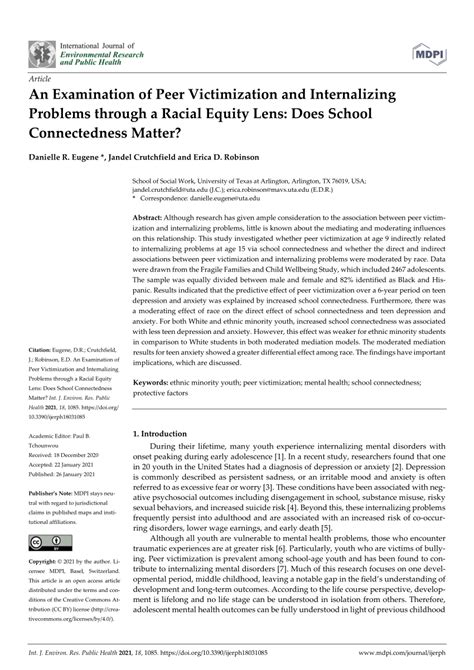 Pdf An Examination Of Peer Victimization And Internalizing Problems