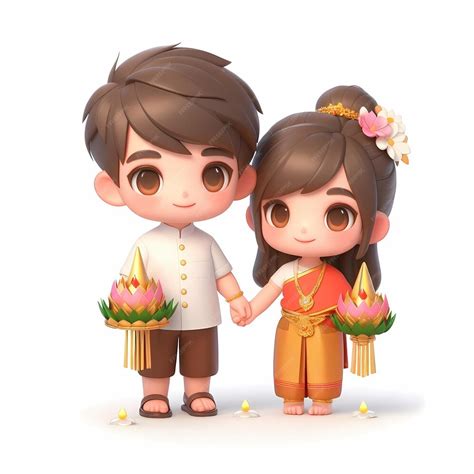 Premium Photo Cute Thai Girl Boy Loy Krathong