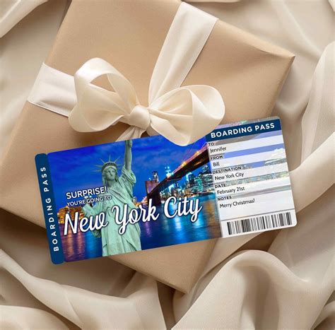 New York City Boarding Pass Travel Reveal Ticket Printable