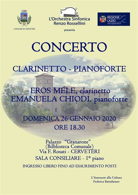 Cerveteri Orchestra Sinfonica Renzo Rossellini Il 26 Gennaio Ore 1830