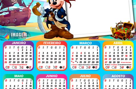 Calendário 2025 Mickey Pirata PNG Imagem Legal