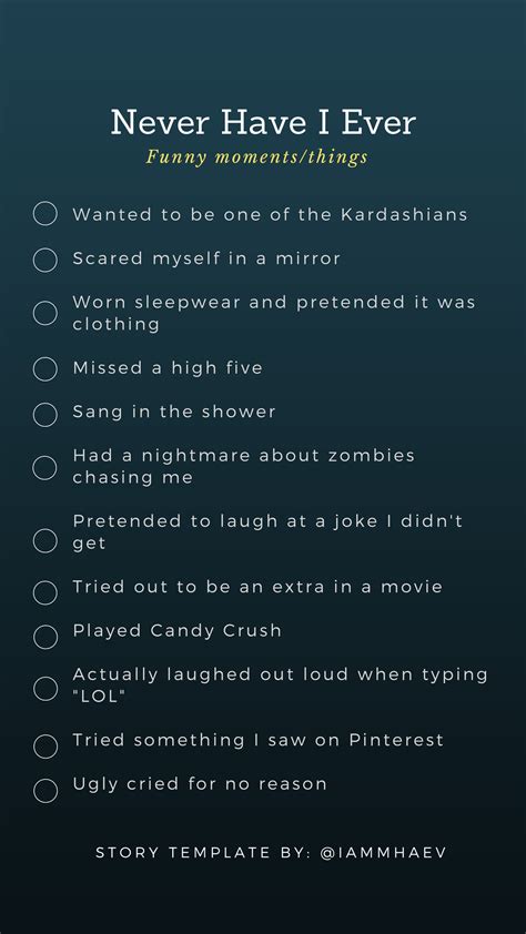 Never Have I Ever Funny Moments INSTAGRAM STORY TEMPLATE Fun Sleepover