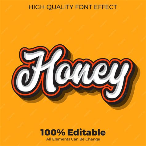 Premium Vector | Honey script text style editable font effect