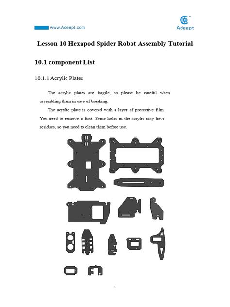 Lesson 10 Hexapod Spider Robot Assembly Tutorial Pdf Manufactured Goods Electrical Engineering