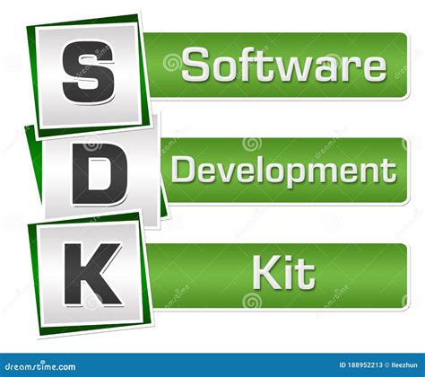 Kit De Desarrollo De Software Sdk Cuadrado Gris Verde Vertical Stock De