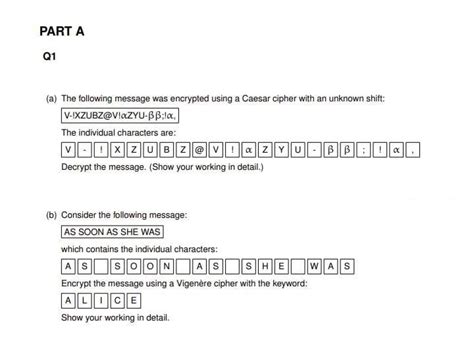 solved part a q1 a the following message was encrypted