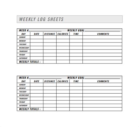 Free 8 Sample Weekly Log Templates In Pdf