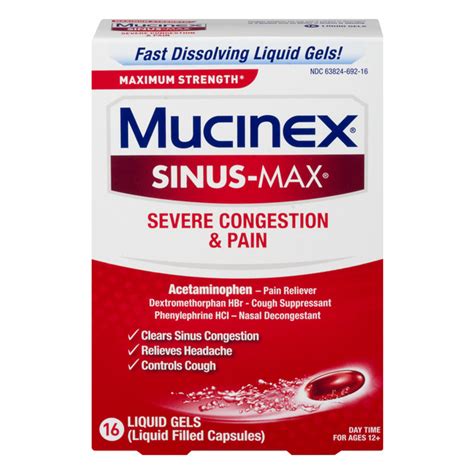 Save On Mucinex Sinus Max Severe Congestion Pain Liquid Gels Order Online Delivery Giant