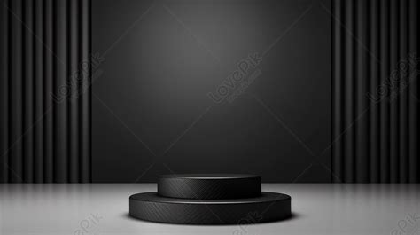 3d 렌더링 세련된 검은색 연단 받침대가 빈 배경을 가진 광고실에 전시되었습니다 3d 침대 배경 연단 배경 검은 침대 배경 이미지 Hd 3d 침대 연단 검은