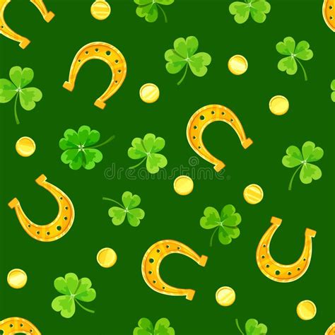 St Patricks Day Seamless Background With Shamrock Stock Vector