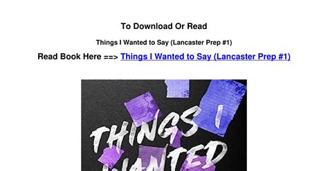 Download Epub Things I Wanted To Say Lancaster Prep 1 By Monica Murphy