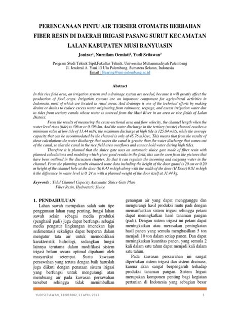 Jurnal Yudi Setiawan Pdf Discharge Hydrology Hydrology