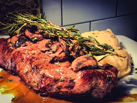 Pan Seared Rib Eye Basted In Butter Rosemary And Garlic Topped With