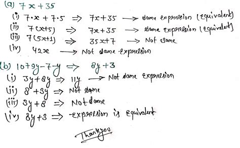 [solved] identifying equivalent algebraic expressions for each