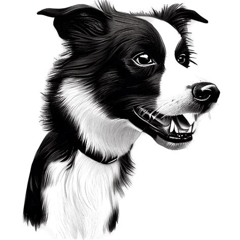 Smiling Border Collie Sketch · Creative Fabrica