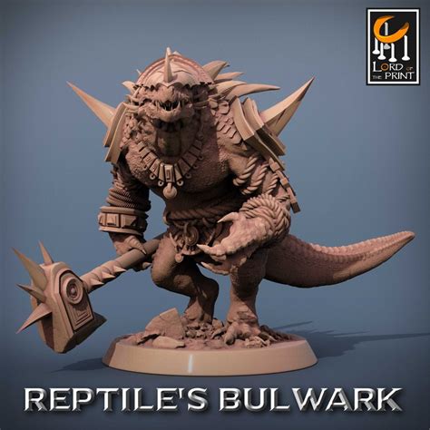 Lizardman Soldier Idle Rescale Miniature Reptiles Bulwark Resin