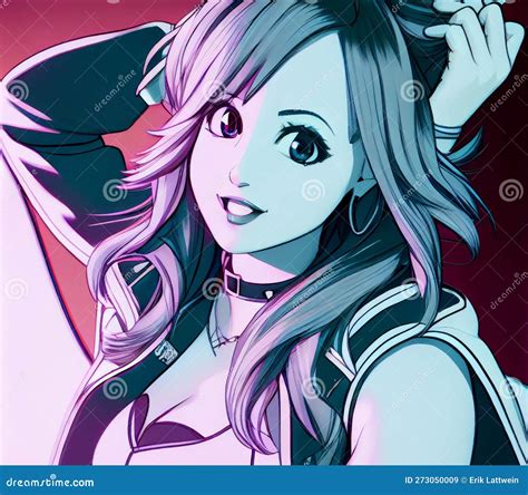 Anime Style Manga Style Illustration Of A Beautiful Girl Made With