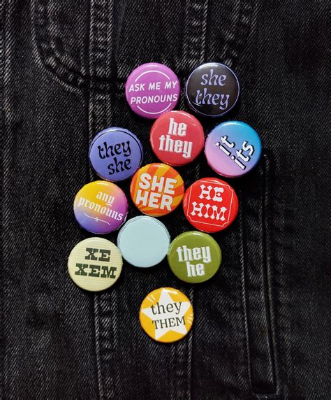 Pronoun Pin Badges She Her He Him They Them Nonbinary Trans Queer Ally