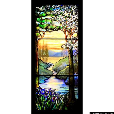 Sunset Stream Stained Glass Window