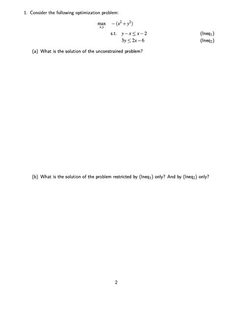 Solved Consider The Following Optimization Problem Max Chegg
