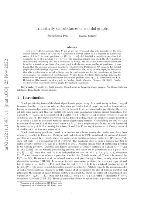 Transitivity On Subclasses Of Chordal Graphs Deepai