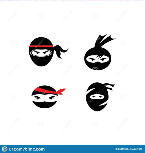 Ninja Warrior Icon Simple Black Ninja Head Logo Illustration Stock