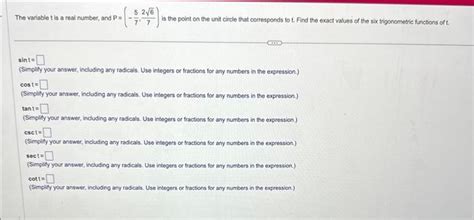 Solved The Variable T Is A Real Number And P Is Chegg