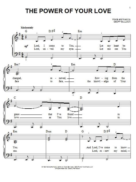The Power Of Your Love Sheet Music