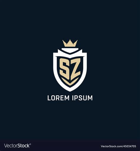 Initial Letter Sz Shield And Crown Logo Style Vector Image