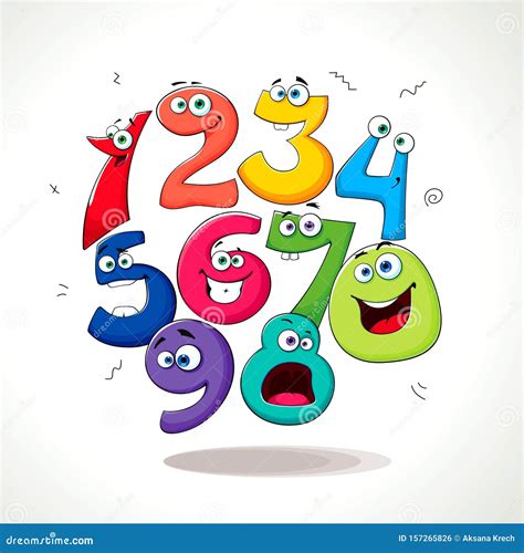 numerical figures in sparkling neon colors cartoon vector