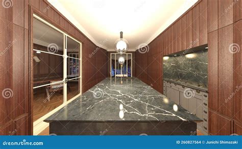 3d Rendering Of The Living Room And Dining Kitchen Stock Illustration