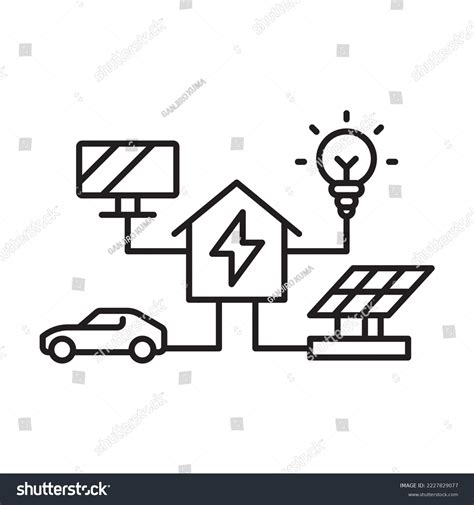 Digitalization Icon Electric Power House With Stock Vector Royalty Free 2227829077 Shutterstock