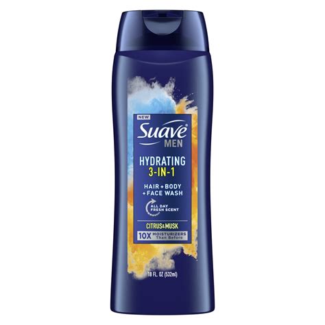 Suave Men Hydrating 3 In 1 Hair Body Face Wash All Day Fresh