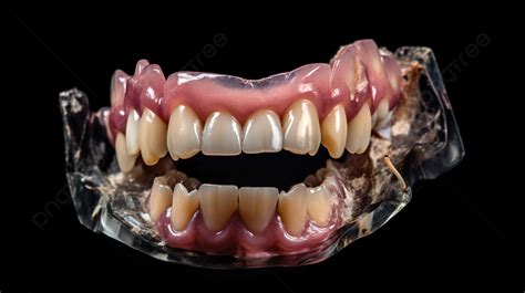 Set Of Artificial Teeth With Rotting Teeth Background Pictures Of