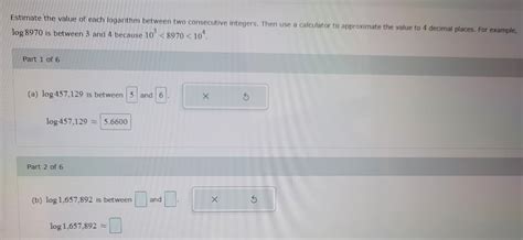 Answered Estimate The Value Of Each Logarithm Bartleby