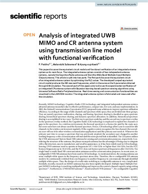 Pdf Analysis Of Integrated Uwb Mimo And Cr Antenna System Using