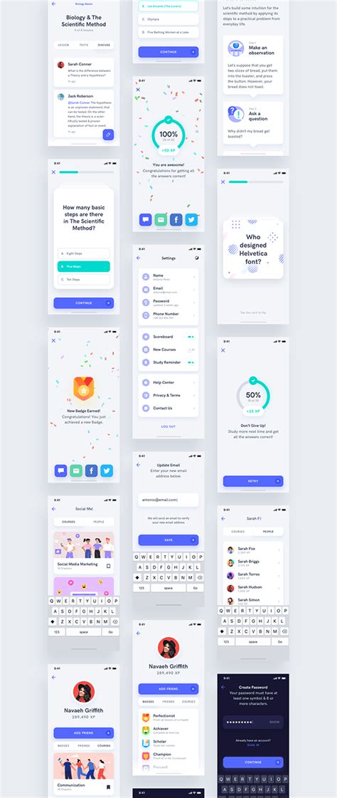 Estudio Educational Mobile App UI Kit On Behance Mobile App Ui Mobile App App Ui