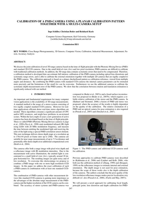 Pdf Calibration Of A Pmd Camera Using A Planar Calibration Pattern Together With A Multi