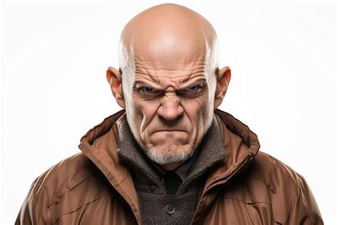 Premium Ai Image Bald Man In Rage Isolated On White Background