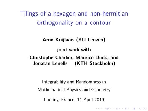Ppt Tilings Of A Hexagon And Non Hermitian Orthogonality On A Contour Powerpoint